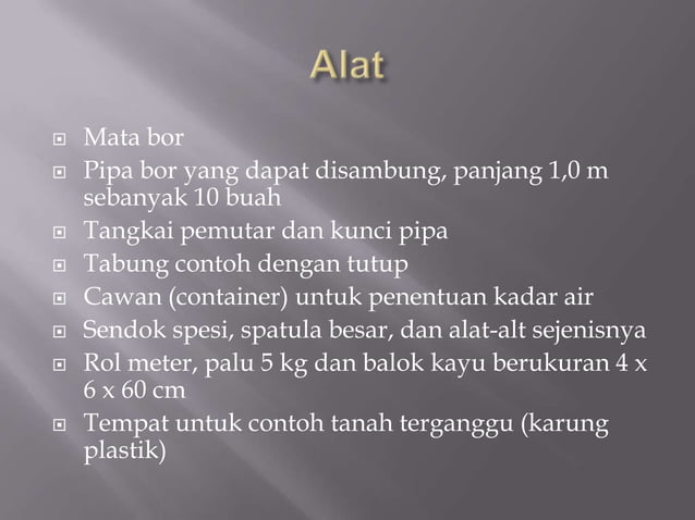 Laboratorium Uji Tanah - Pengambilan Contoh Tanah | PPTX