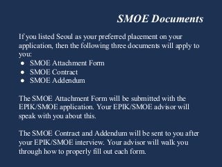 EPIK and SMOE Additional Documents - Teaching English in South Korea | PPT