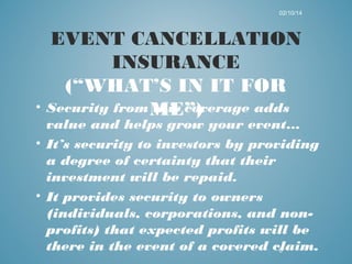 Event Cancellation Insurance | PPT