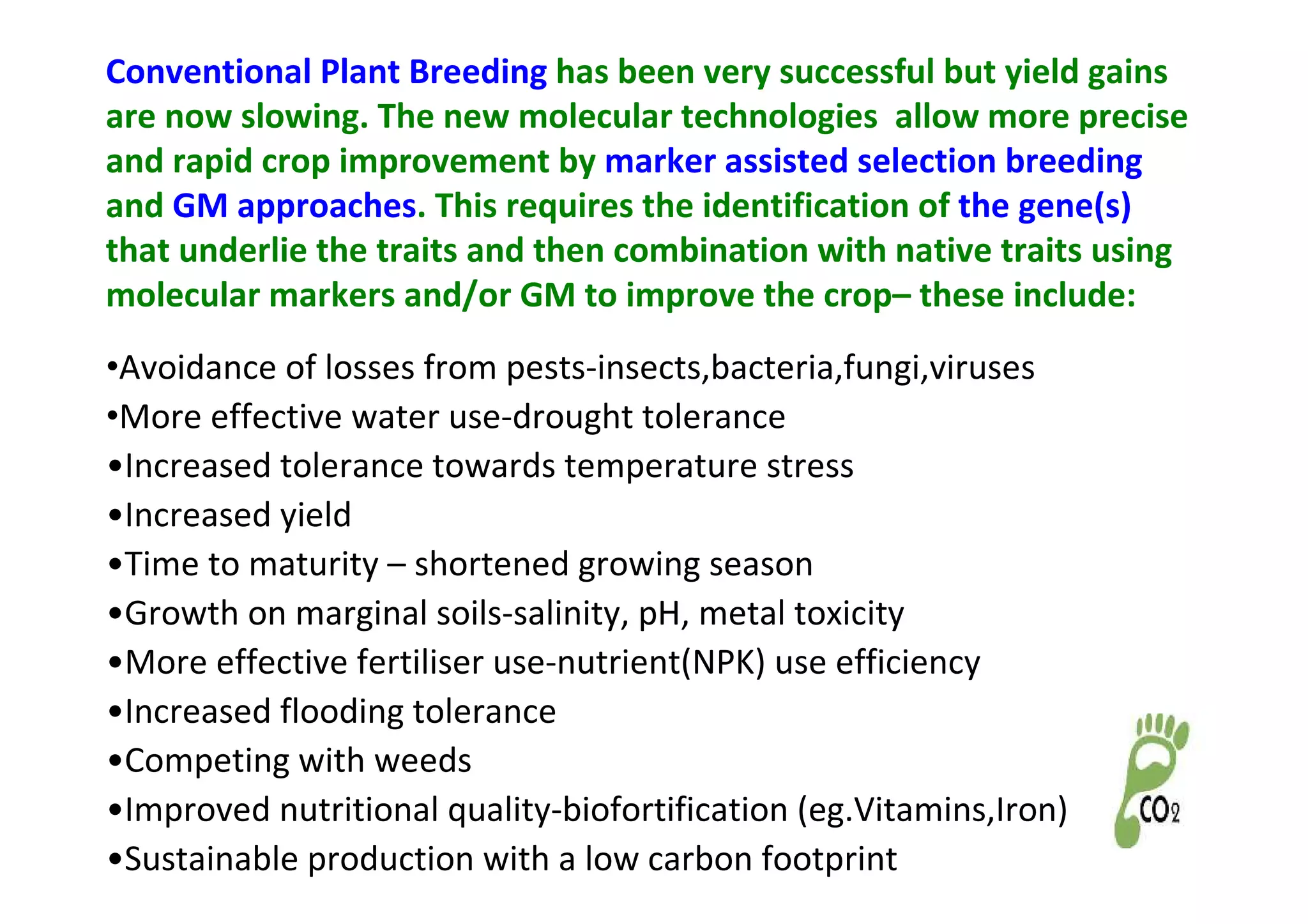 B4FA 2012 Tanzania: Plant breeding and GM technology - Chris Leaver | PDF