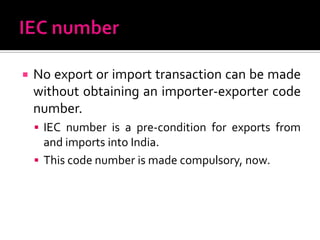 Registration formalities of export in India | PPTX