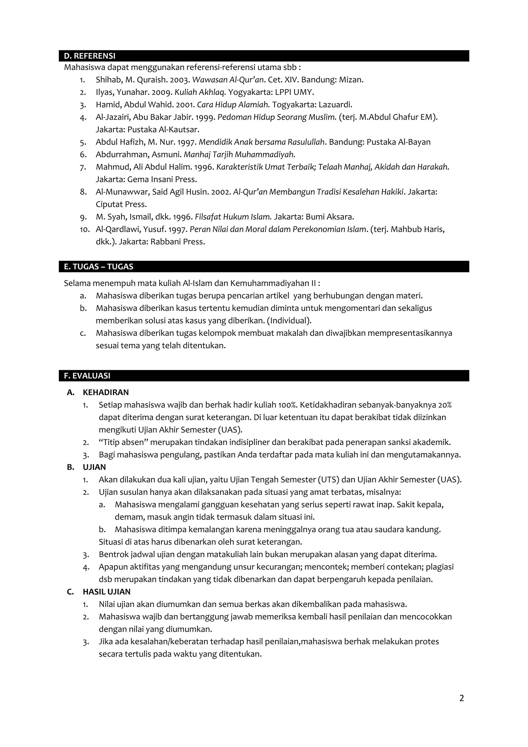 3. kontrak belajar aik iv mesin; sipil; psiko2 | PDF