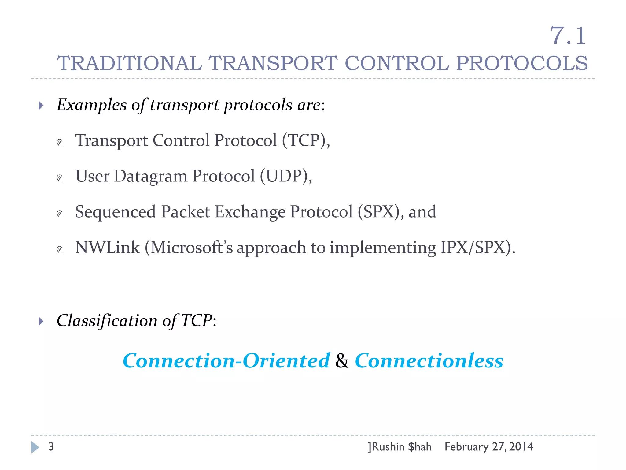Transport control protocols for Wireless sensor networks | PPTX