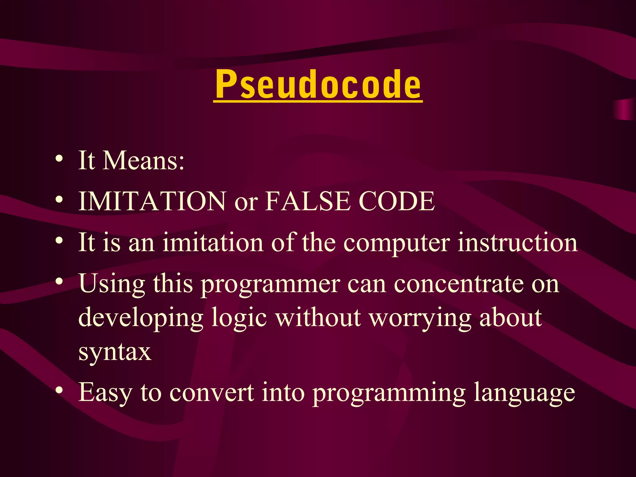 pseudo code basics | PPT | Programming Languages | Computing