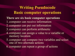 pseudo code basics | PPT | Programming Languages | Computing