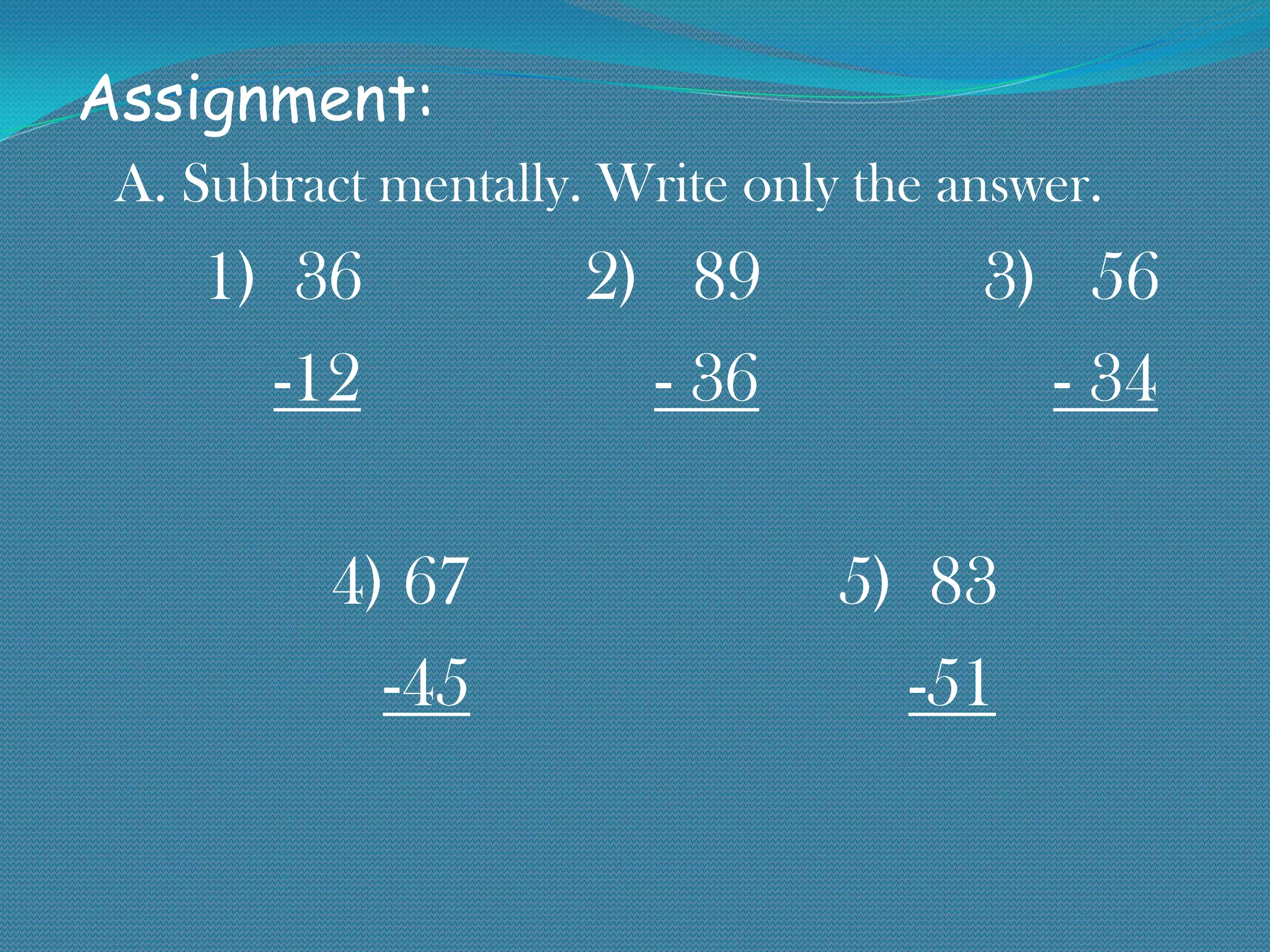 3. subtracting mentally 2 digit numbers without regrouping | PPTX