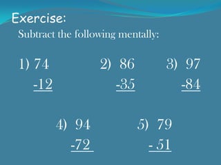 3. subtracting mentally 2 digit numbers without regrouping | PPTX
