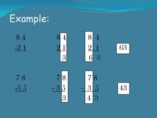 3. subtracting mentally 2 digit numbers without regrouping | PPTX