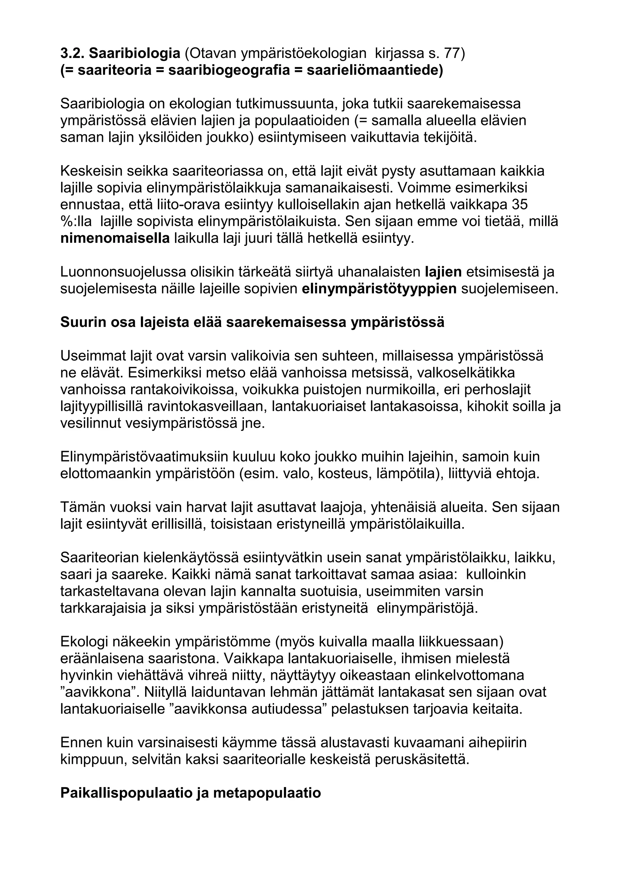Saariekologian perusteet | PDF