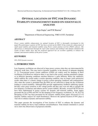 OPTIMAL LOCATION OF SVC FOR DYNAMIC STABILITY ENHANCEMENT BASED ON EIGENVALUE ANALYSIS | PDF ...