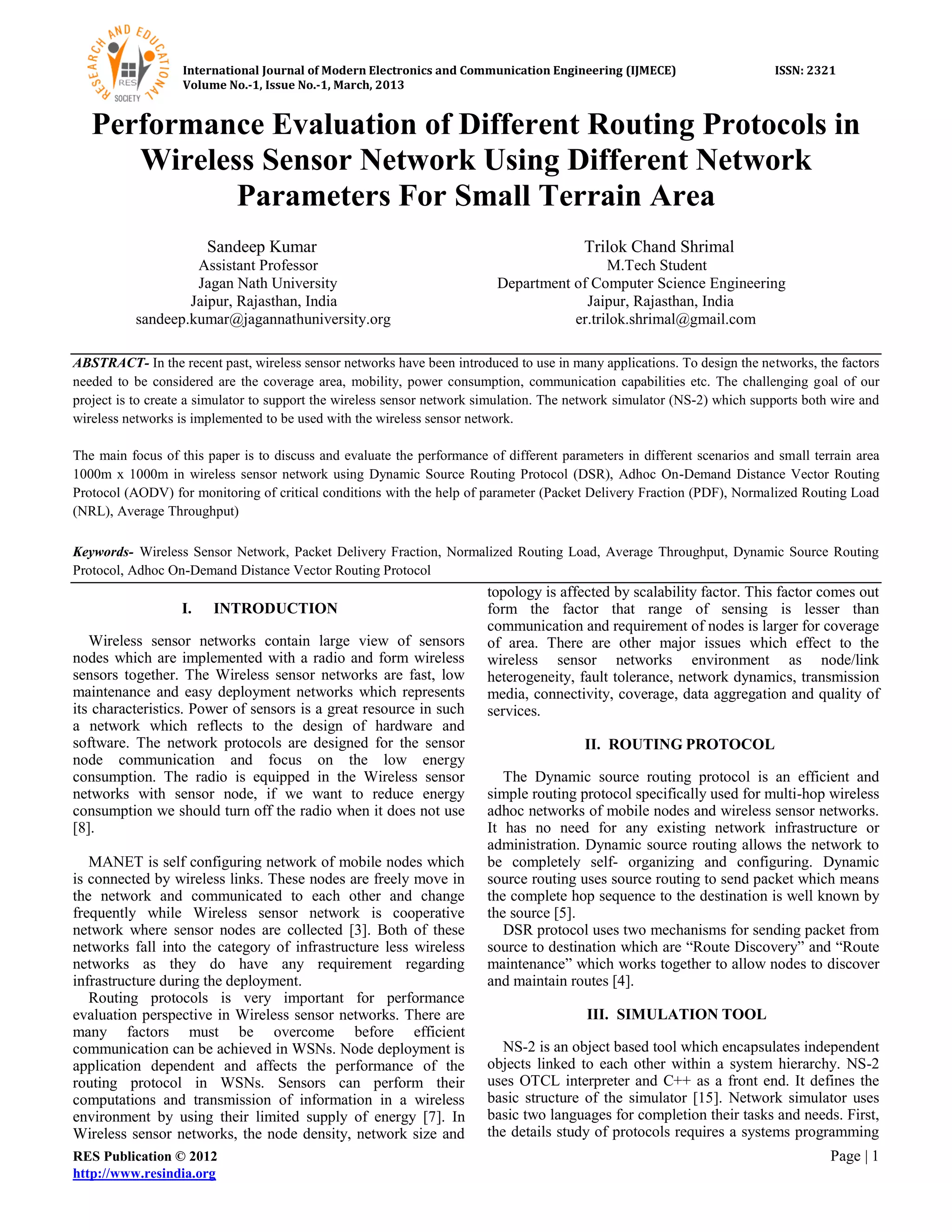 Performance Evaluation Of Different Routing Protocols In Wsn Using