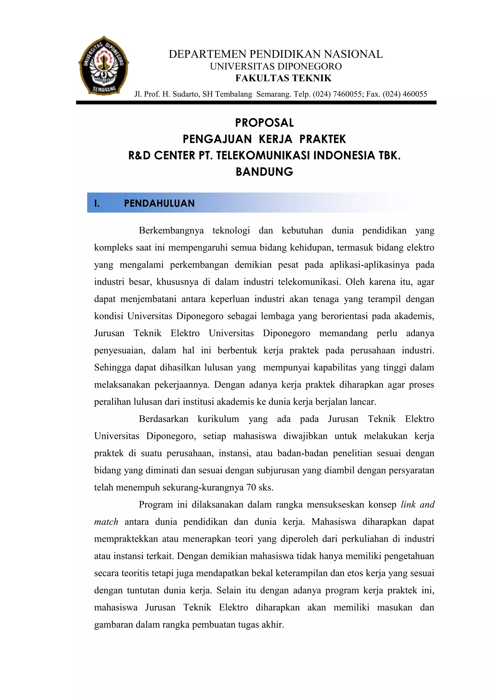 Proposal Pengajuan KP Telkom | DOCX