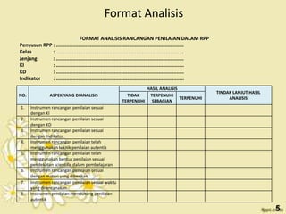modifikasi perwajahan slide analisis rancangan penilaian pada RPP | PPTX