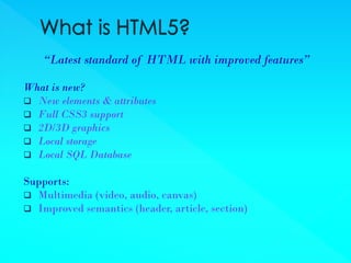 Know about HTML 5 | PPTX