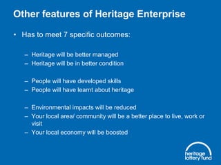 Heritage Lottery Fund - presentation by Liz Shaw | PPTX