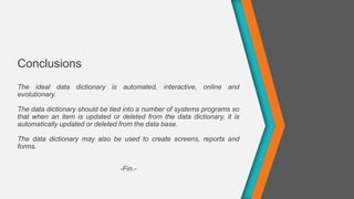 Systems Analyst and Design - Data Dictionary | PPTX