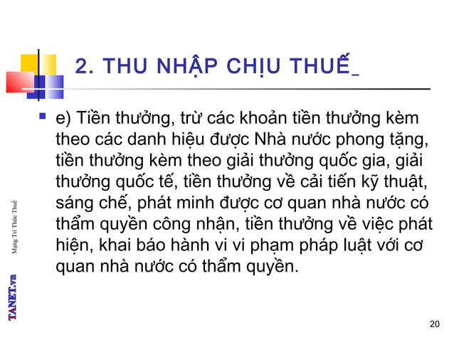 TANET - Thuế TNCN - Phần 1 | PPT