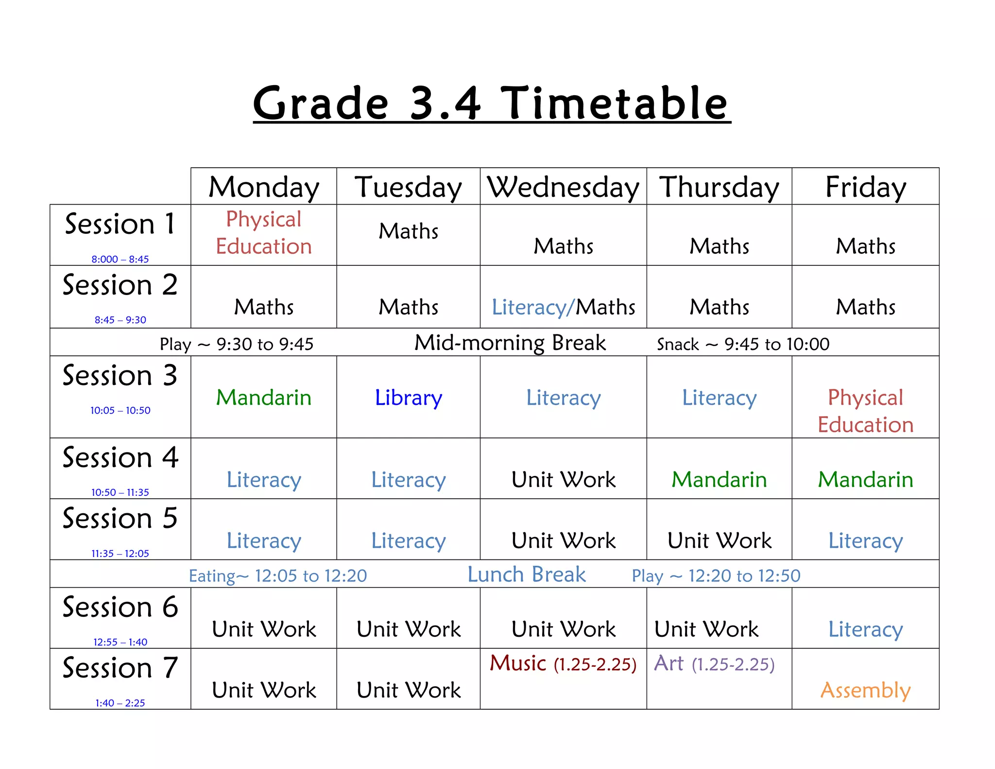 3.4 class schedule | DOC