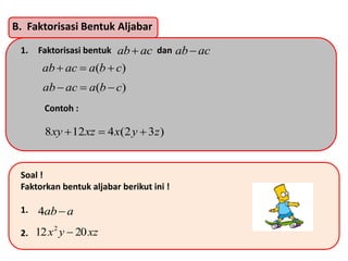 FAKTORISASI BENTUK ALJABAR | PPTX