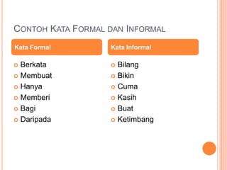 karakteristik umum bahasa indonesia keilmuan | PPTX