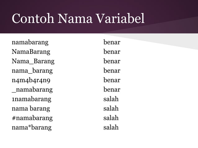 3. variabel dan tipe data | PPT 3. variabel dan tipe data | PPT