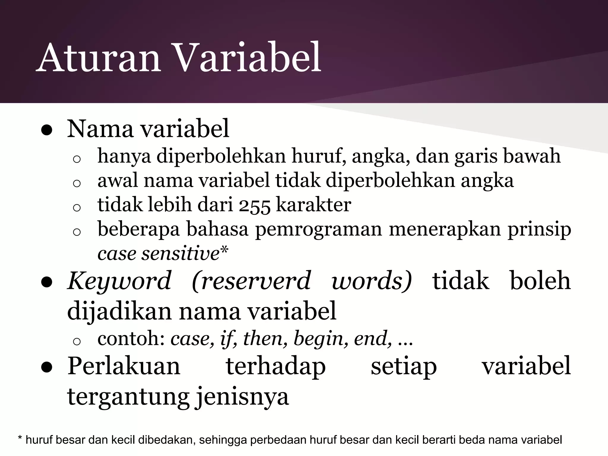 3. variabel dan tipe data | PPT