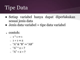 3. variabel dan tipe data | PPT