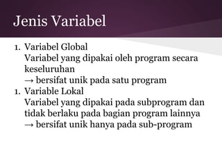 3. variabel dan tipe data | PPT