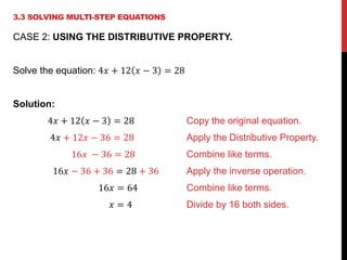 3.3 Solving Multi-Step Equations | PPTX | Homework and Study | Education