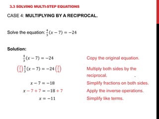 3.3 Solving Multi-Step Equations | PPTX | Homework and Study | Education