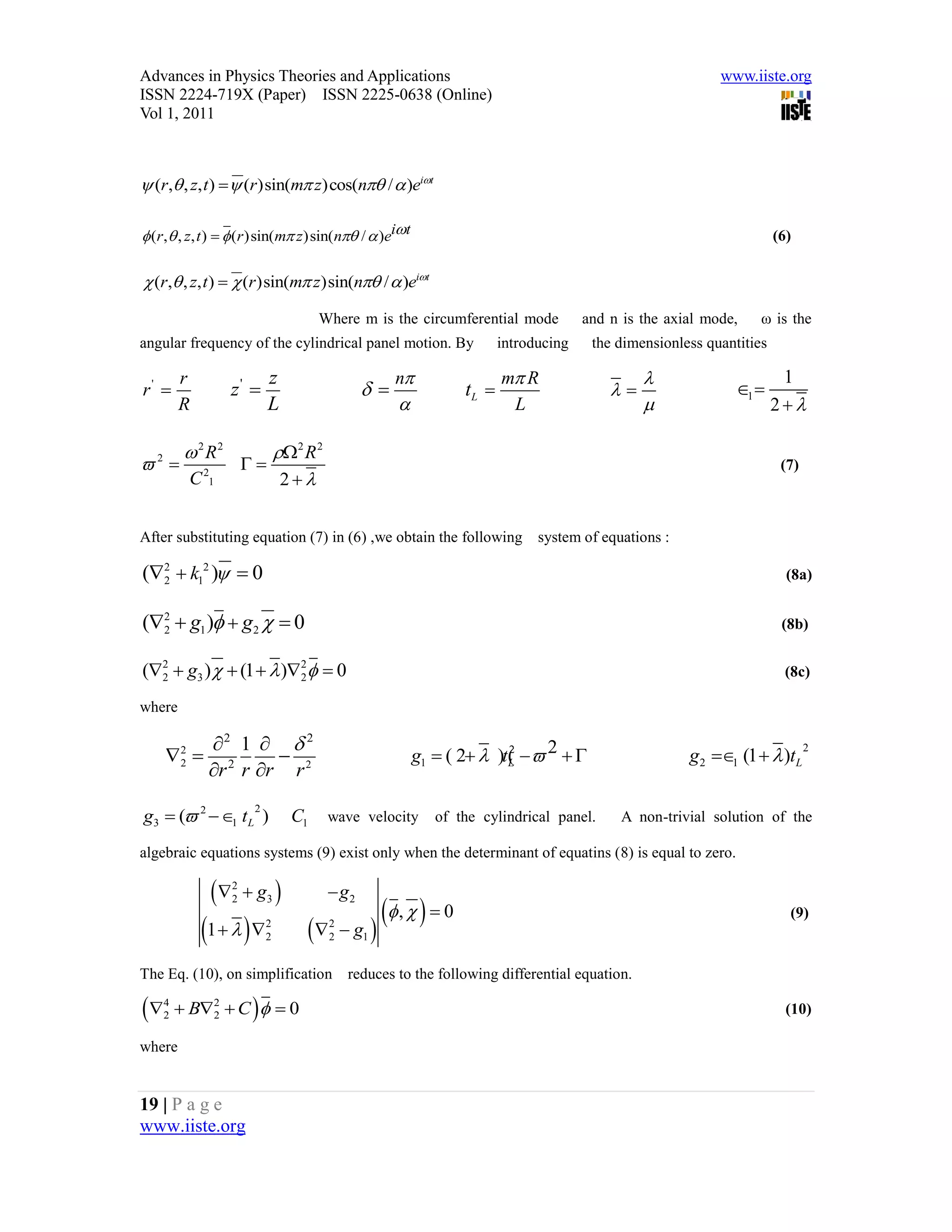 3.[15 25]modeling of flexural waves in a homogeneous isotropic rotating cylindrical panel | PDF