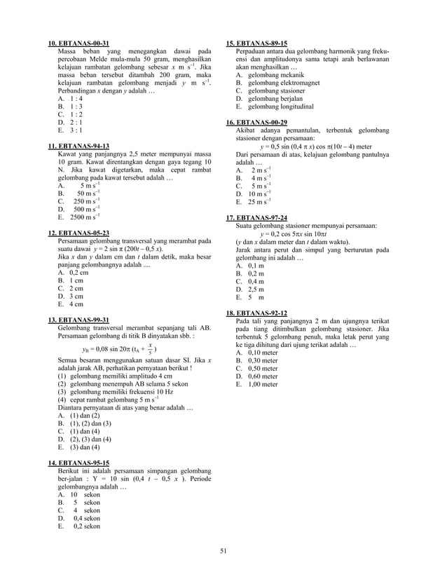Kumpulan soal UN fisika sma tentang getaran, gelombang, bunyi | PDF