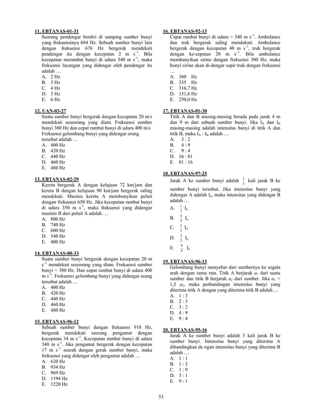 Kumpulan soal UN fisika sma tentang getaran, gelombang, bunyi | PDF