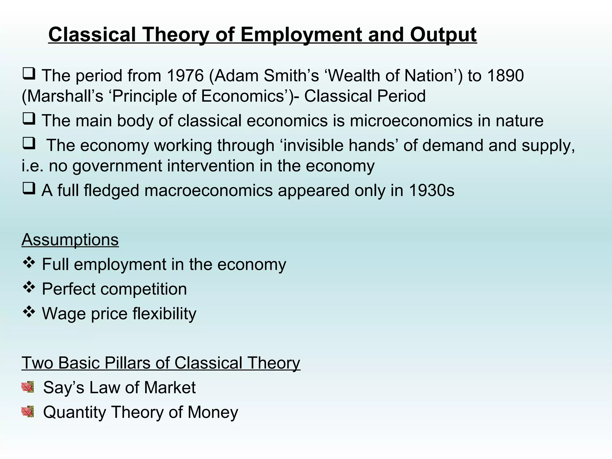 classical theory of employement | PPT