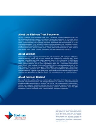 Edelman Trust Barometer 2015 - Executive Summary Brochure | PDF