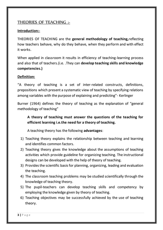 Assignment on Theories of Teaching | PDF