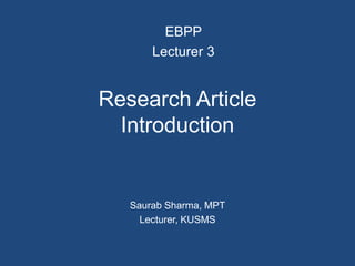 Introduction to research article | PPTX