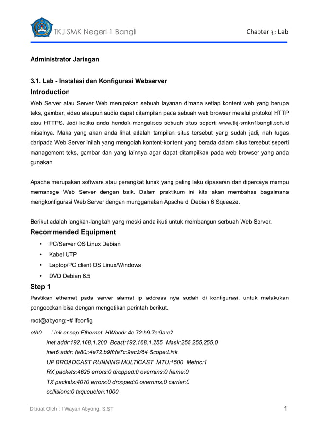 3.1 lab-instalasi dan konfigurasi webserver-mysql-php-phpmyadmin | PDF