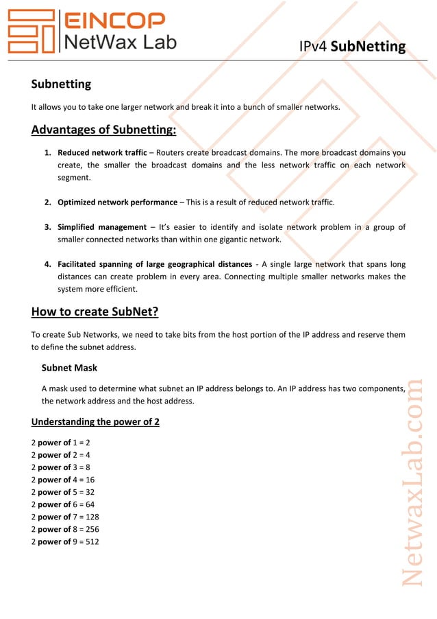 Subnetting | PDF | Computer Networking | Computing