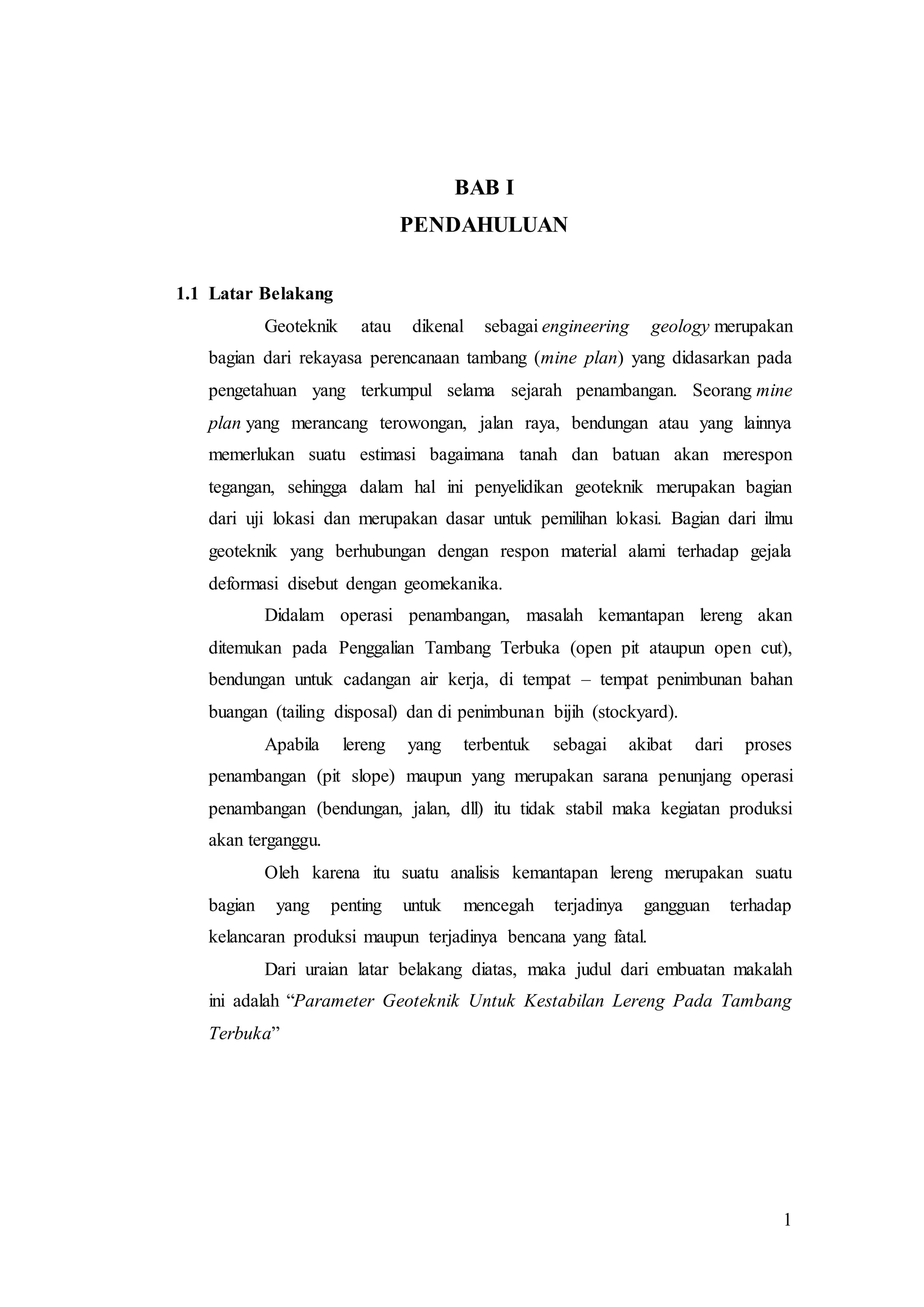 GeoTek Kestabilan Lereng | DOCX