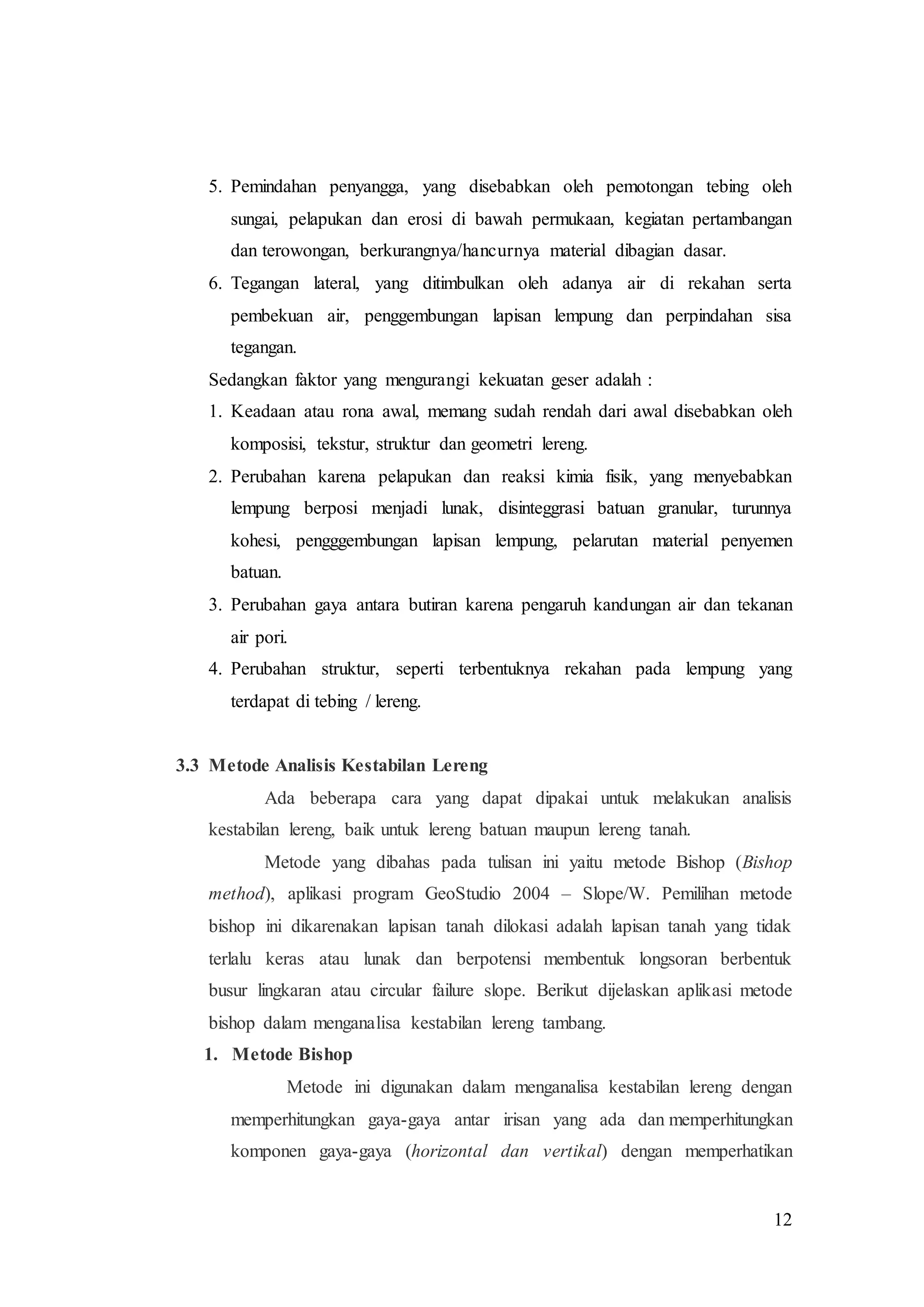 GeoTek Kestabilan Lereng | DOCX