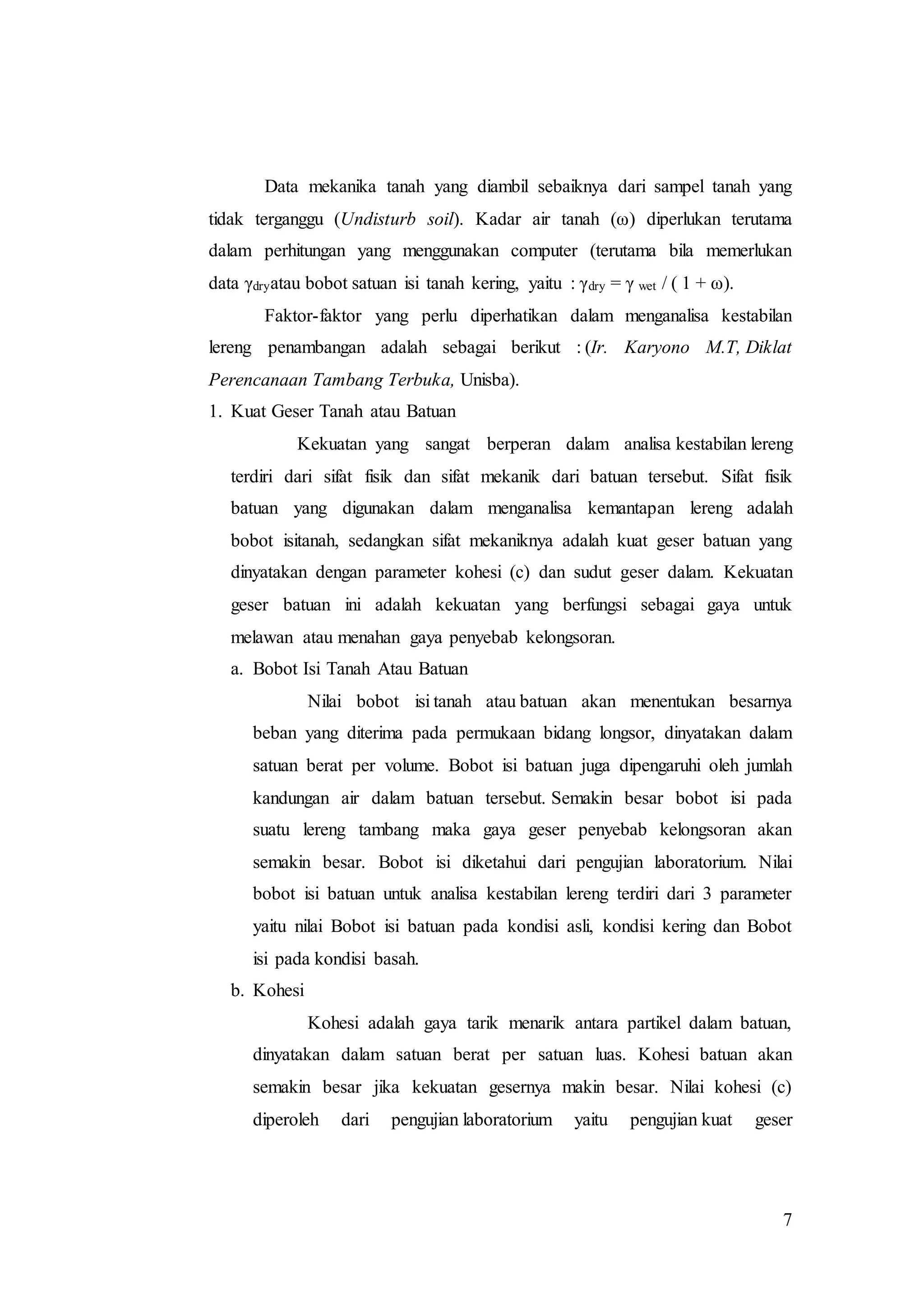 GeoTek Kestabilan Lereng | DOCX