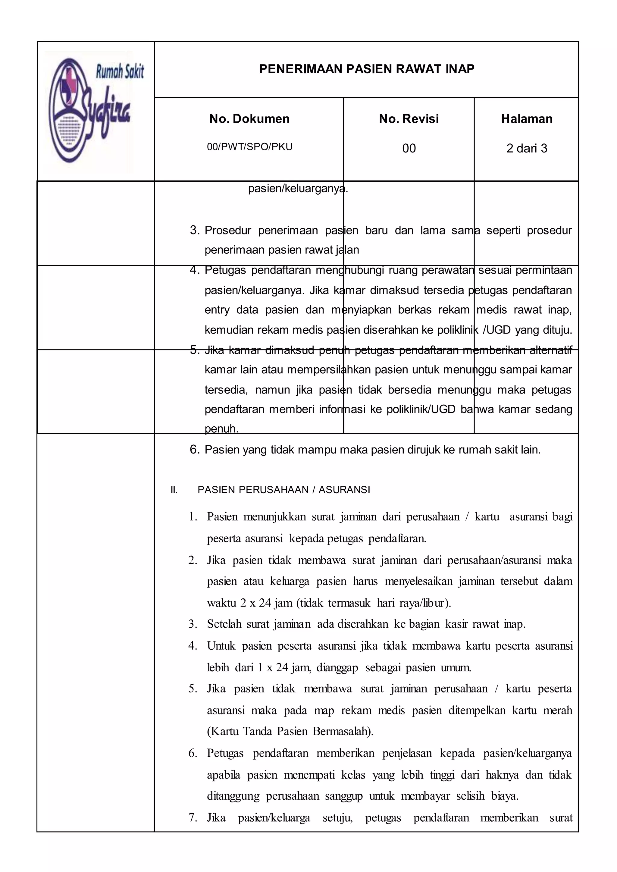 3. penerimaan pasien rawat inap | PDF