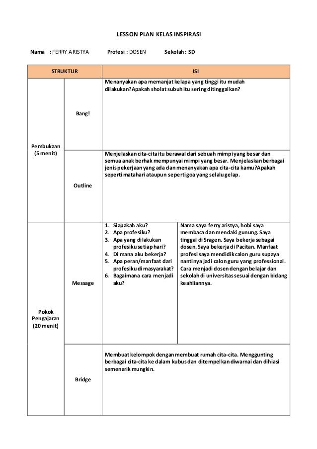 Contoh Lesson Plan - Bank2home.com