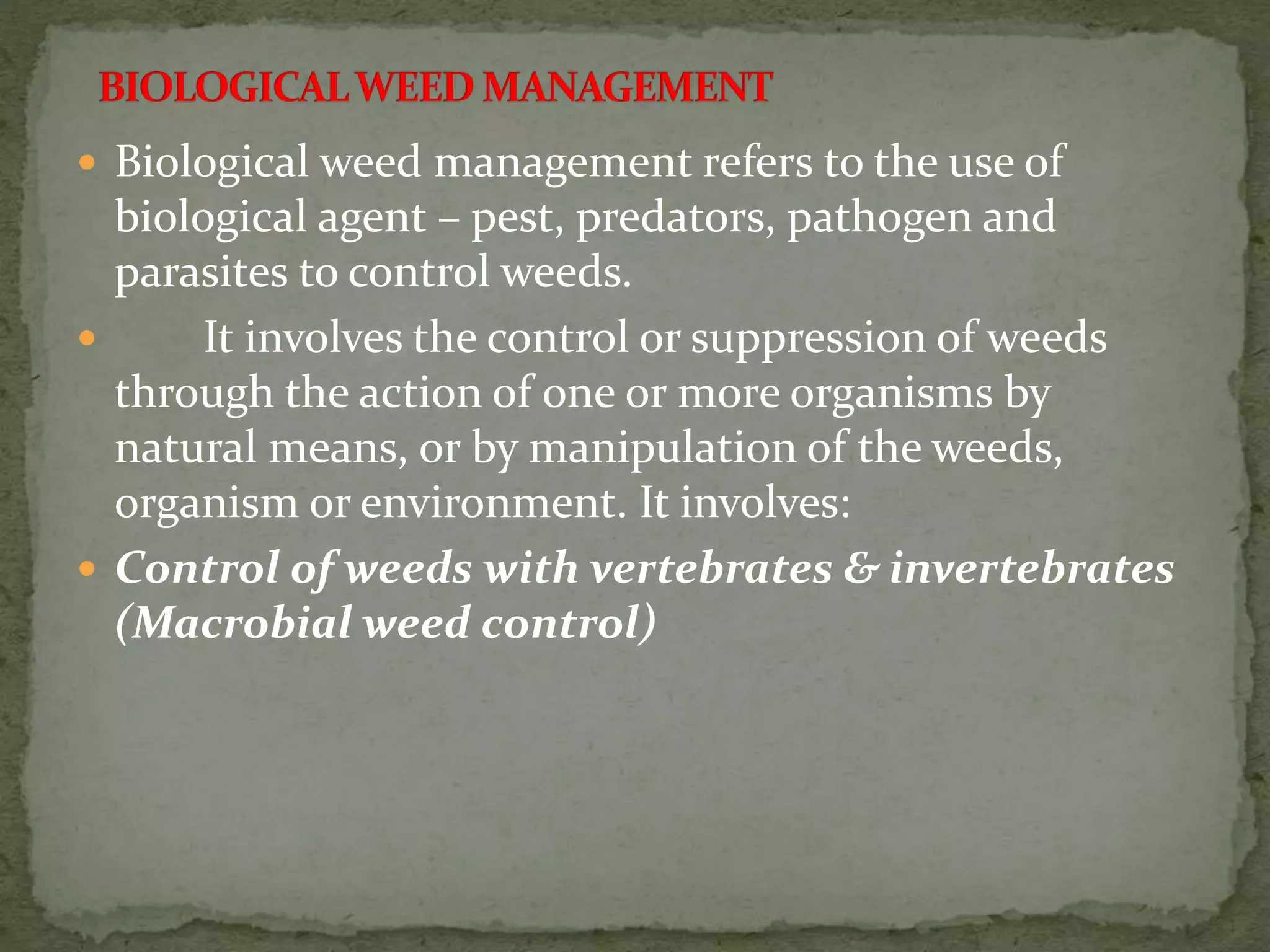 3. Biological control of weeds A Lecture By Allah Dad Khan | PPTX