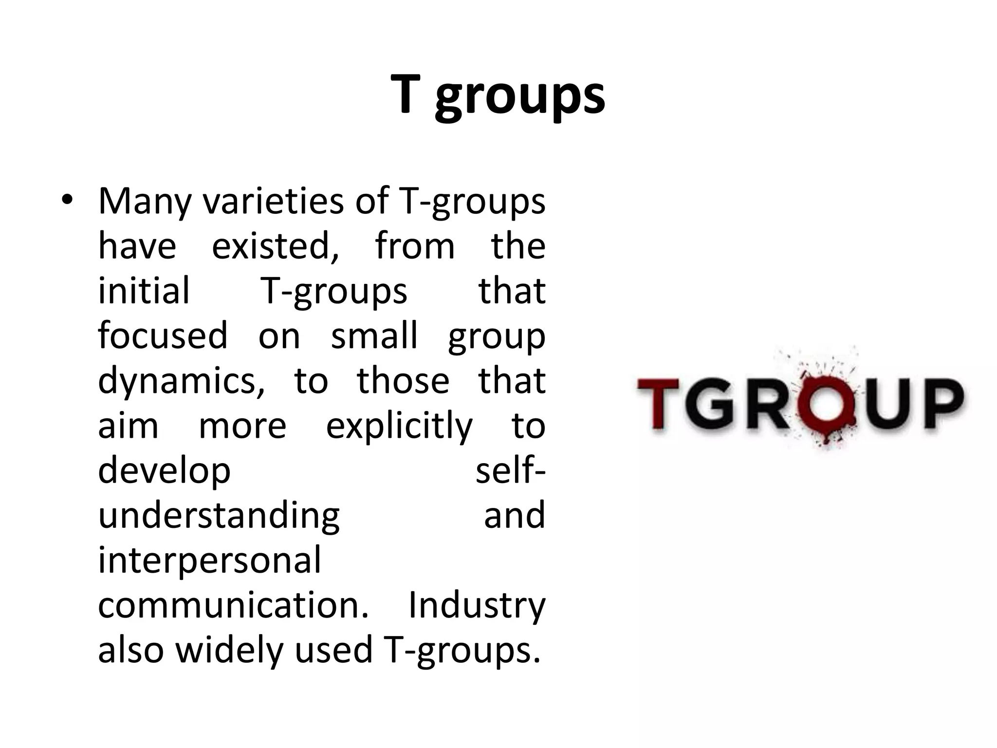 T- group individual OD interventions - Organizational Change and ...