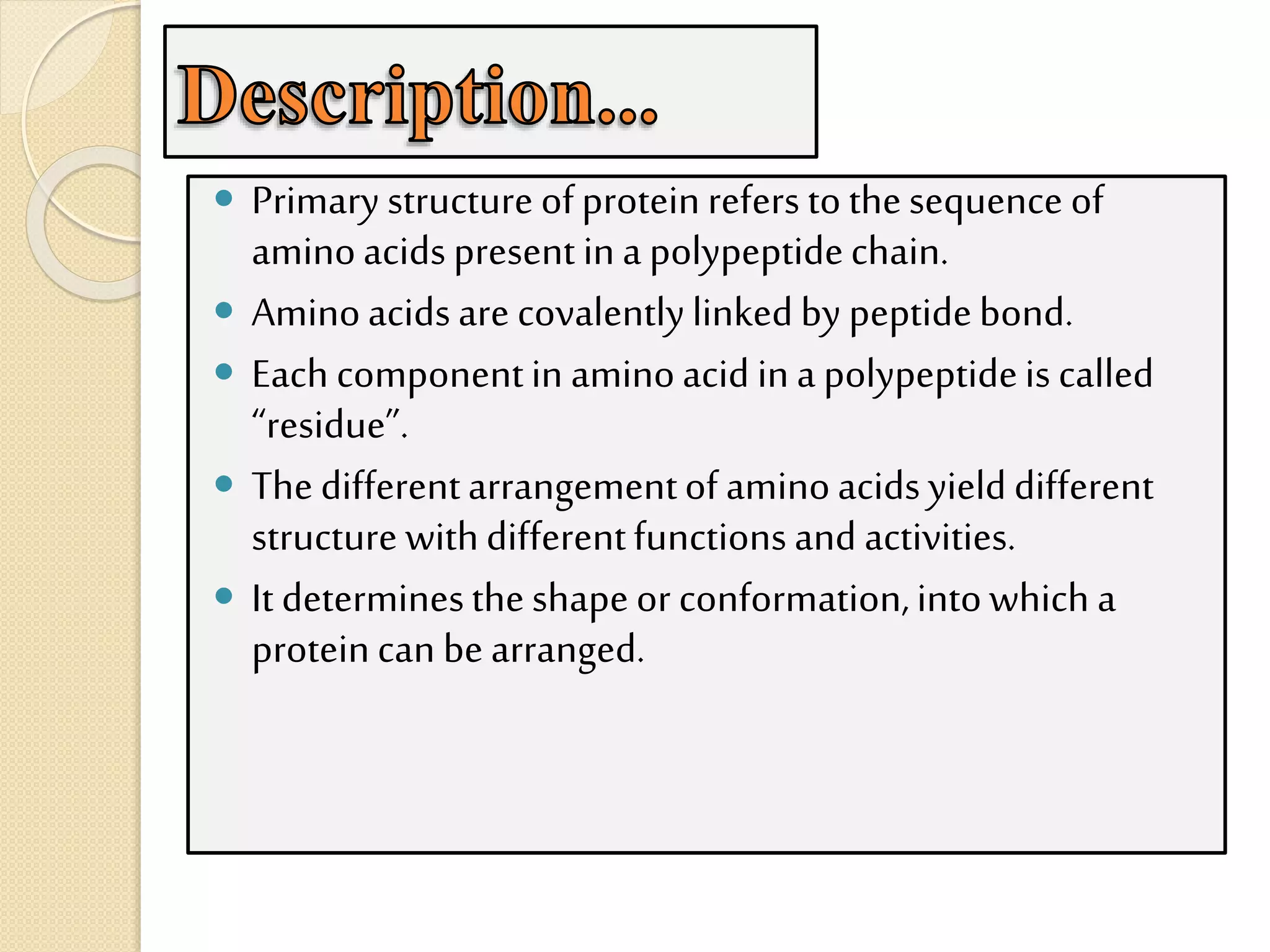 Primary and Secondary Structure of Protein | PPTX