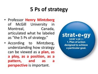 5 Ps of strategy - strategic management - Manu Melwin Joy | PPTX
