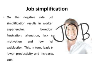 Job simplification - Techniques for designing jobs - Manu Melwin Joy | PPTX