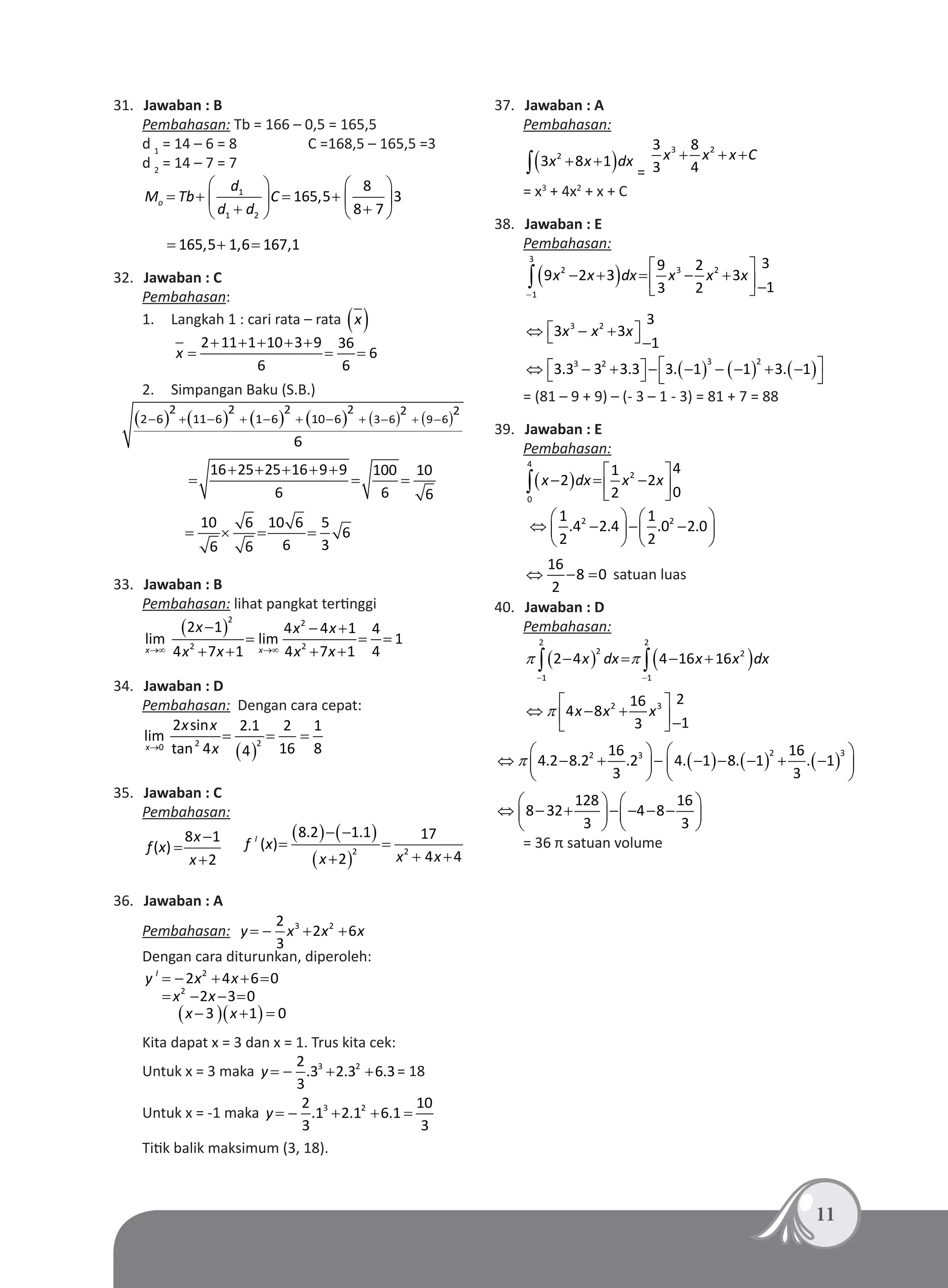 soal dan pembahasan UN MATEMATIKA SMK 2008 | PDF